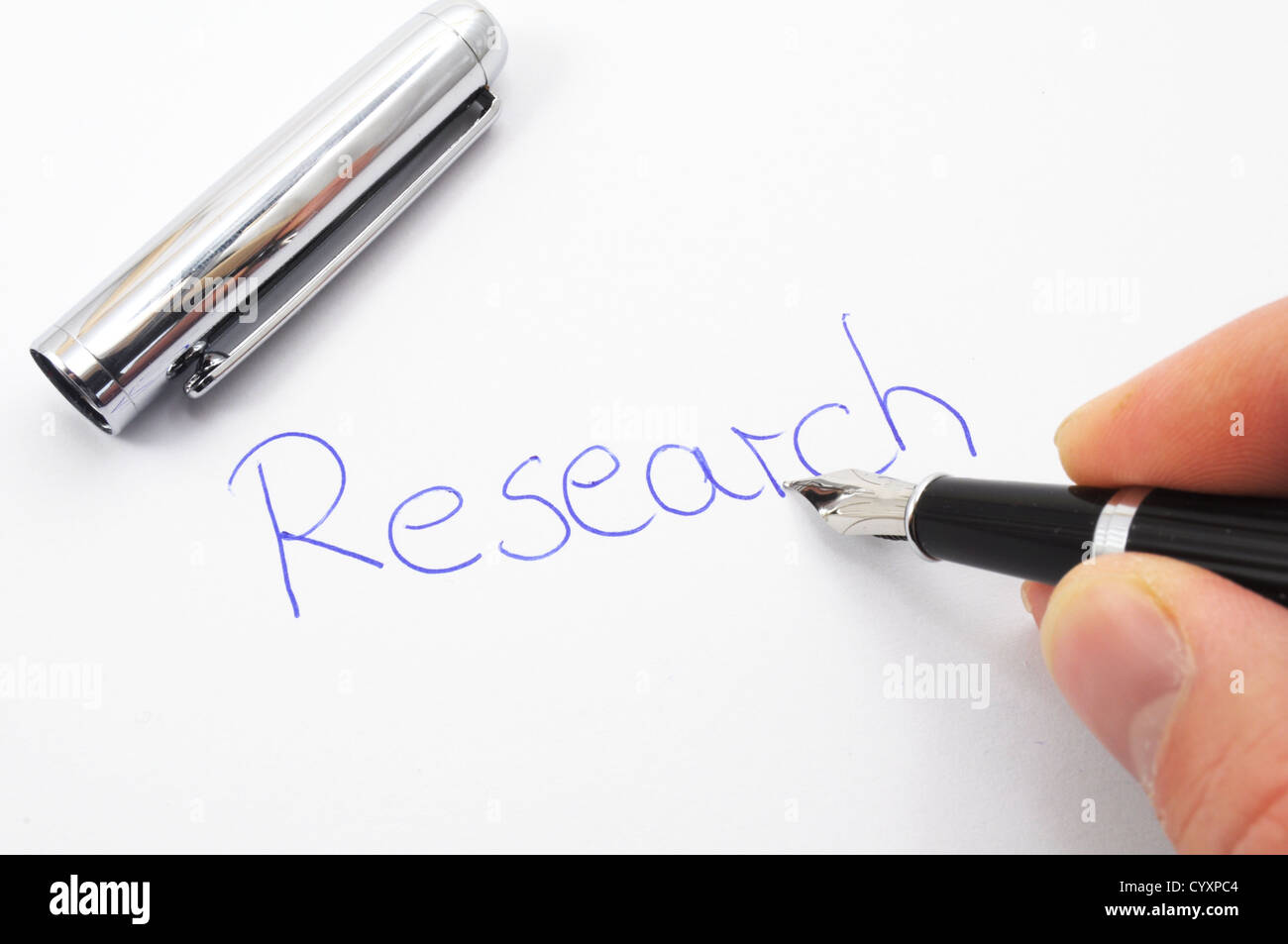 research concept with handwriting pen and paper Stock Photo - Alamy