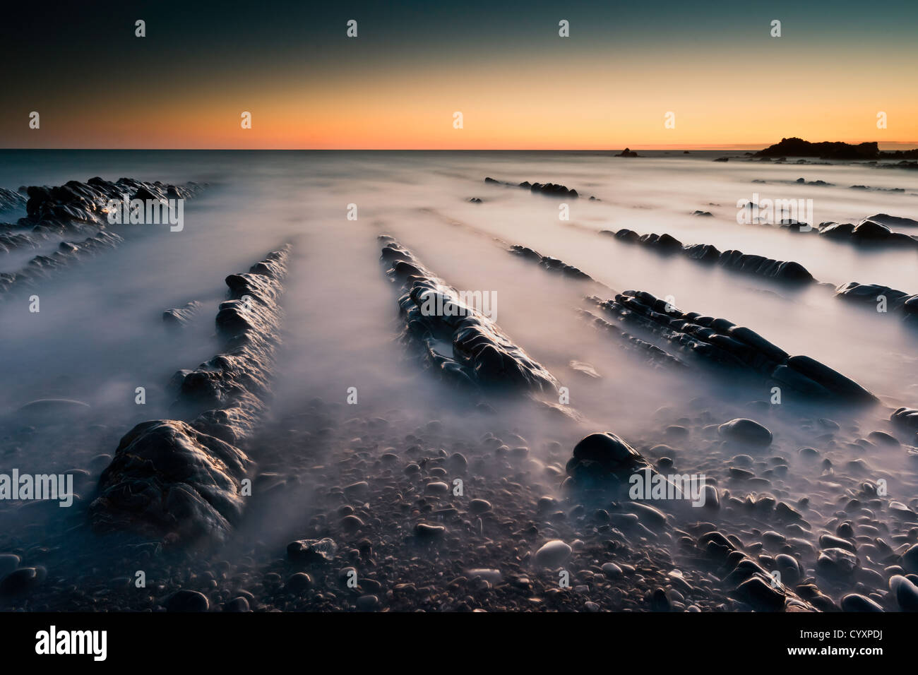 Welcombe Beach Sunset Stock Photo - Alamy