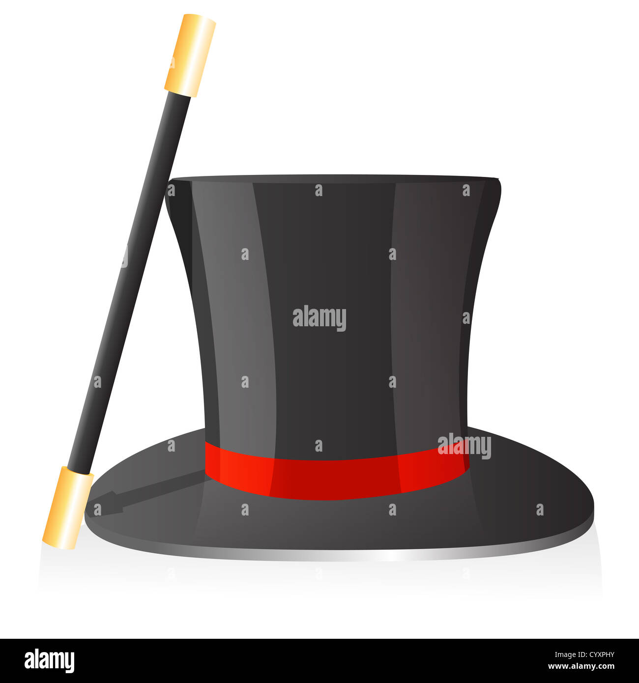 illustration of magic hat and wand on isolated background Stock Photo ...