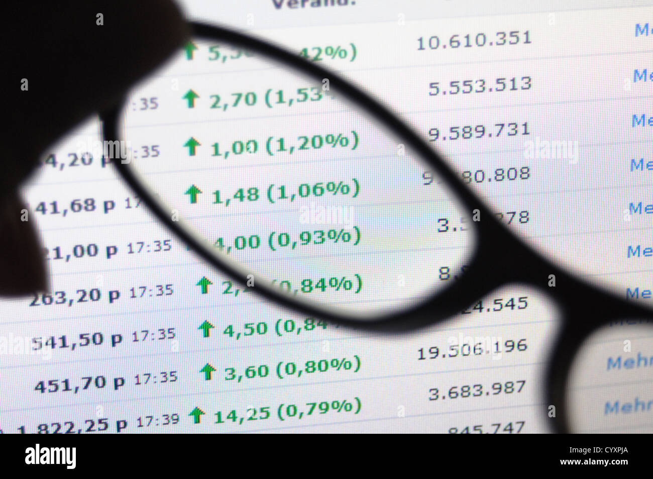 stock market growth with green business numbers Stock Photo - Alamy