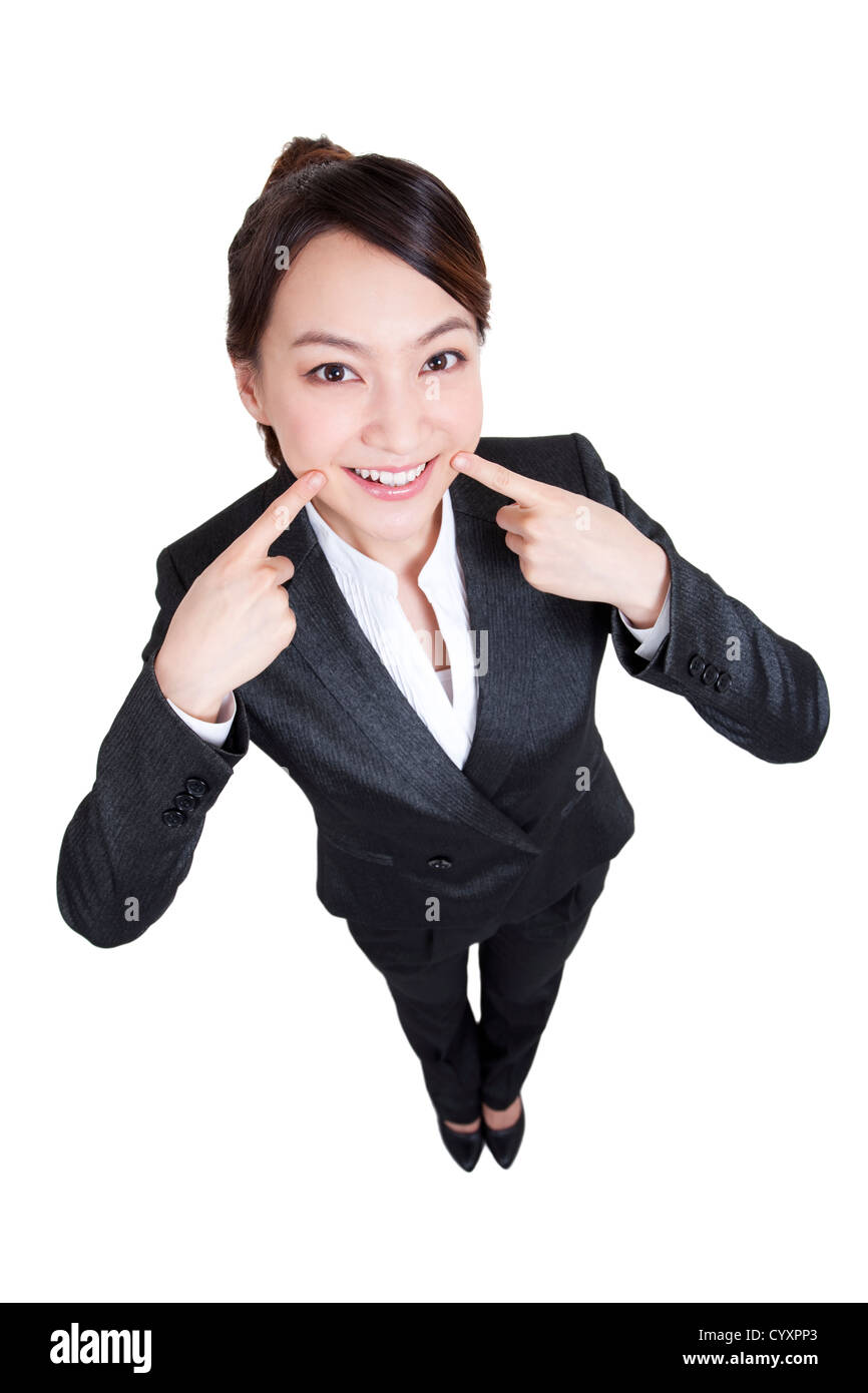 Cheerful office lady showing smile Stock Photo - Alamy