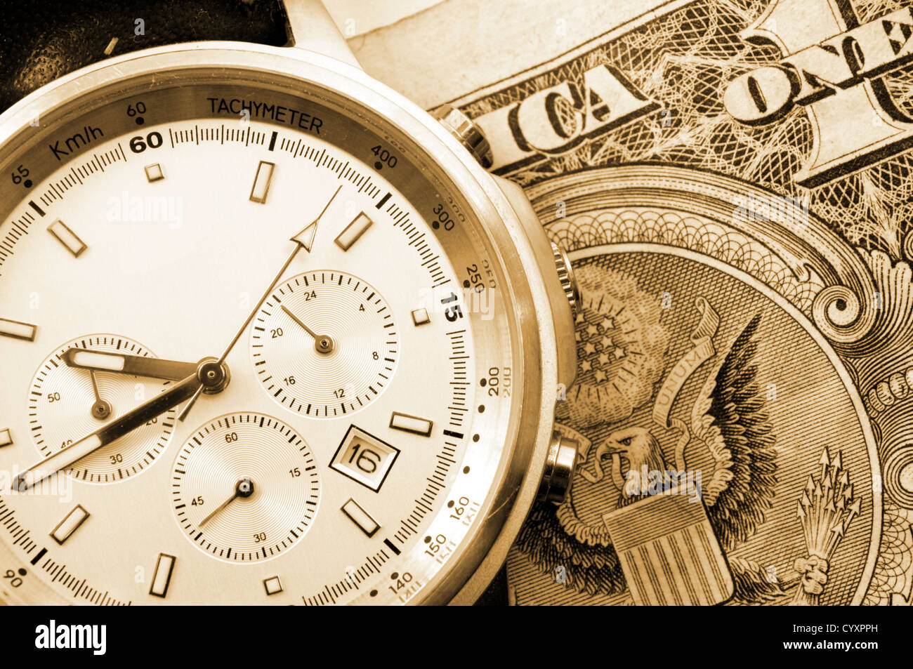 money and watch showing business time concept Stock Photo - Alamy