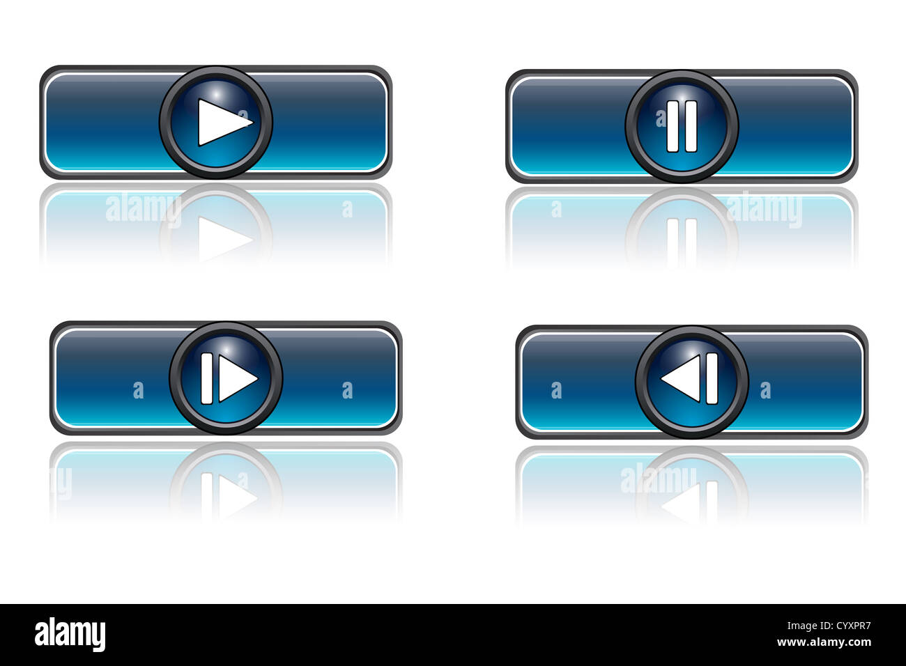 illustration of play and push buttons on white background Stock Photo ...