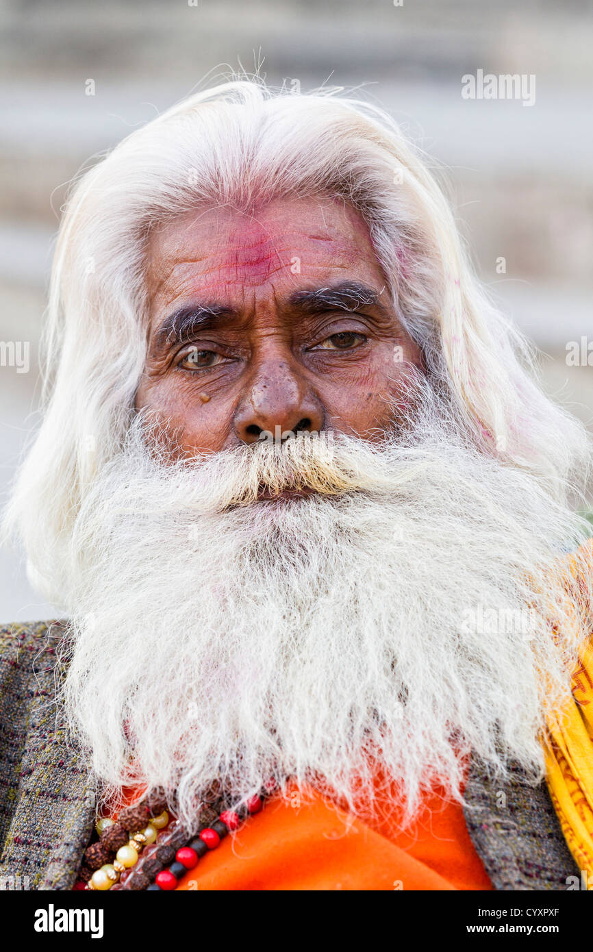 India, Uttar Pradesh, Close up of sadhu Stock Photo - Alamy