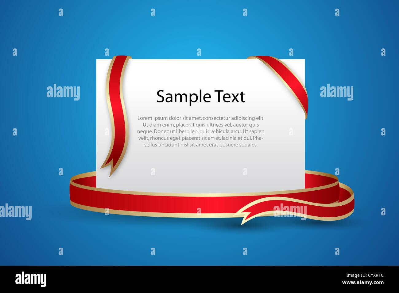 illustration of gift card wrapped with ribbon Stock Photo - Alamy