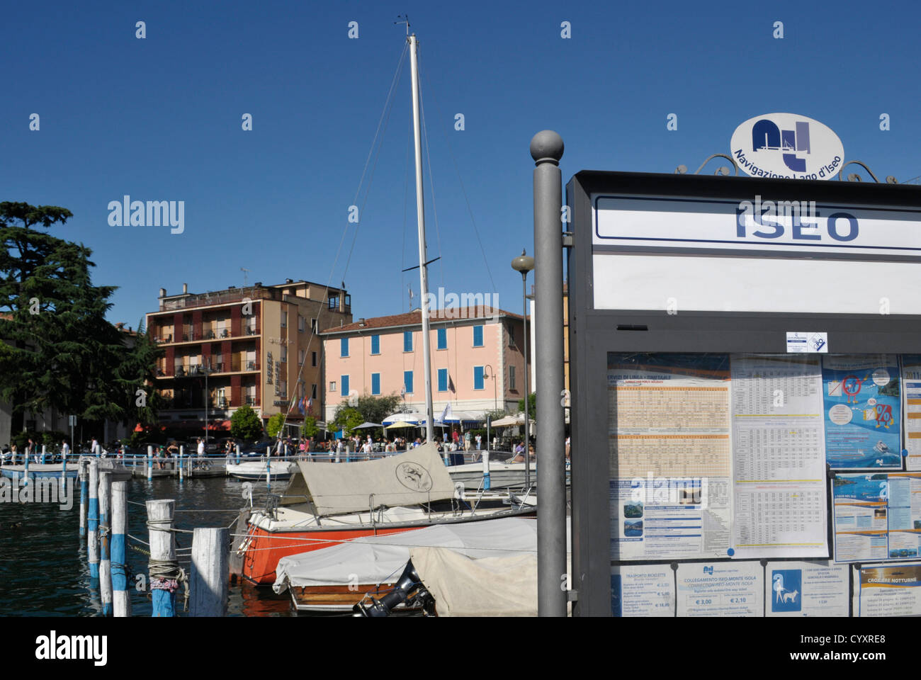 the harbour of Iseo town, Lake Iseo, Italy Stock Photo - Alamy