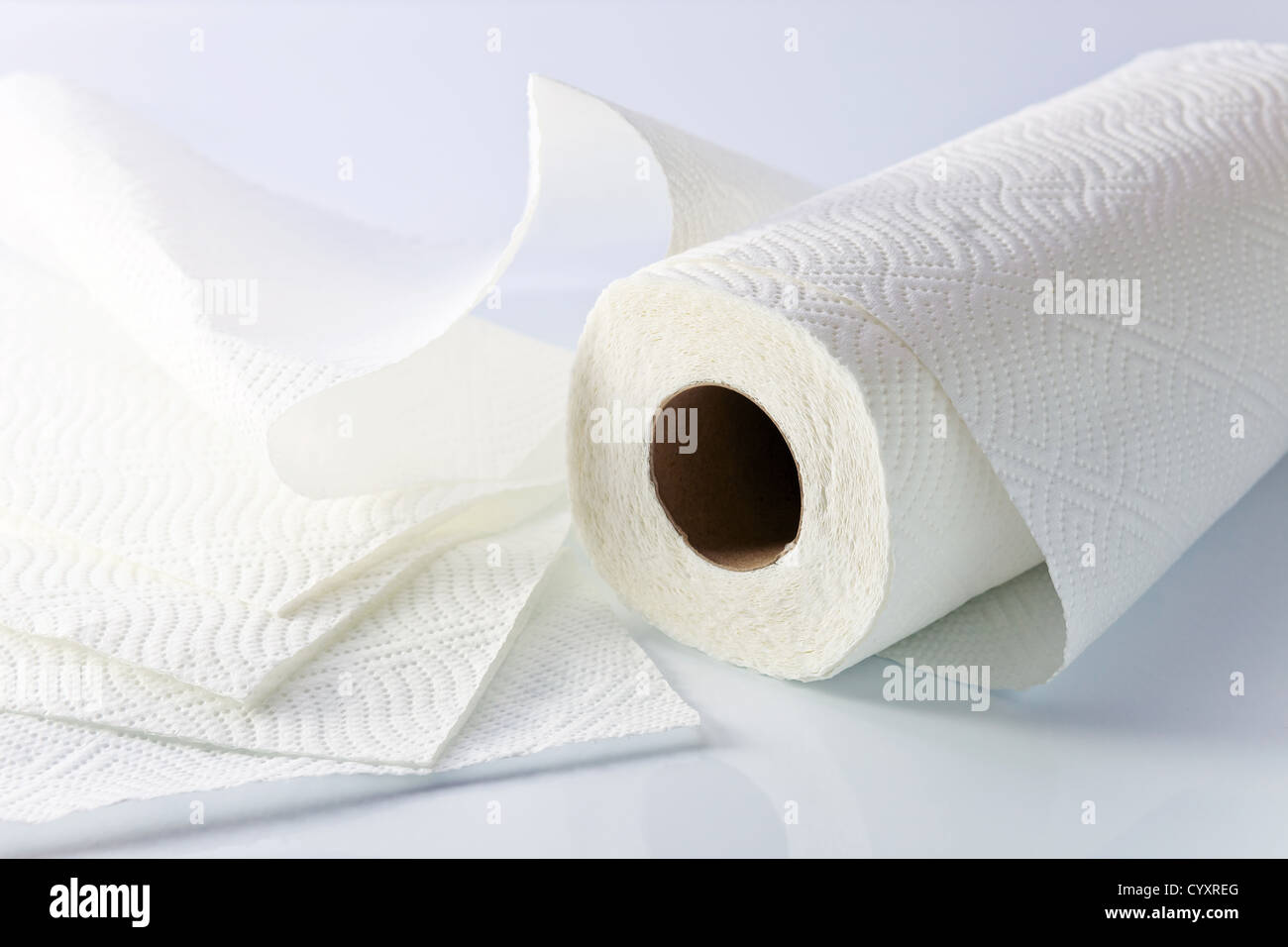 White paper towel on a white reflective background Stock Photo - Alamy