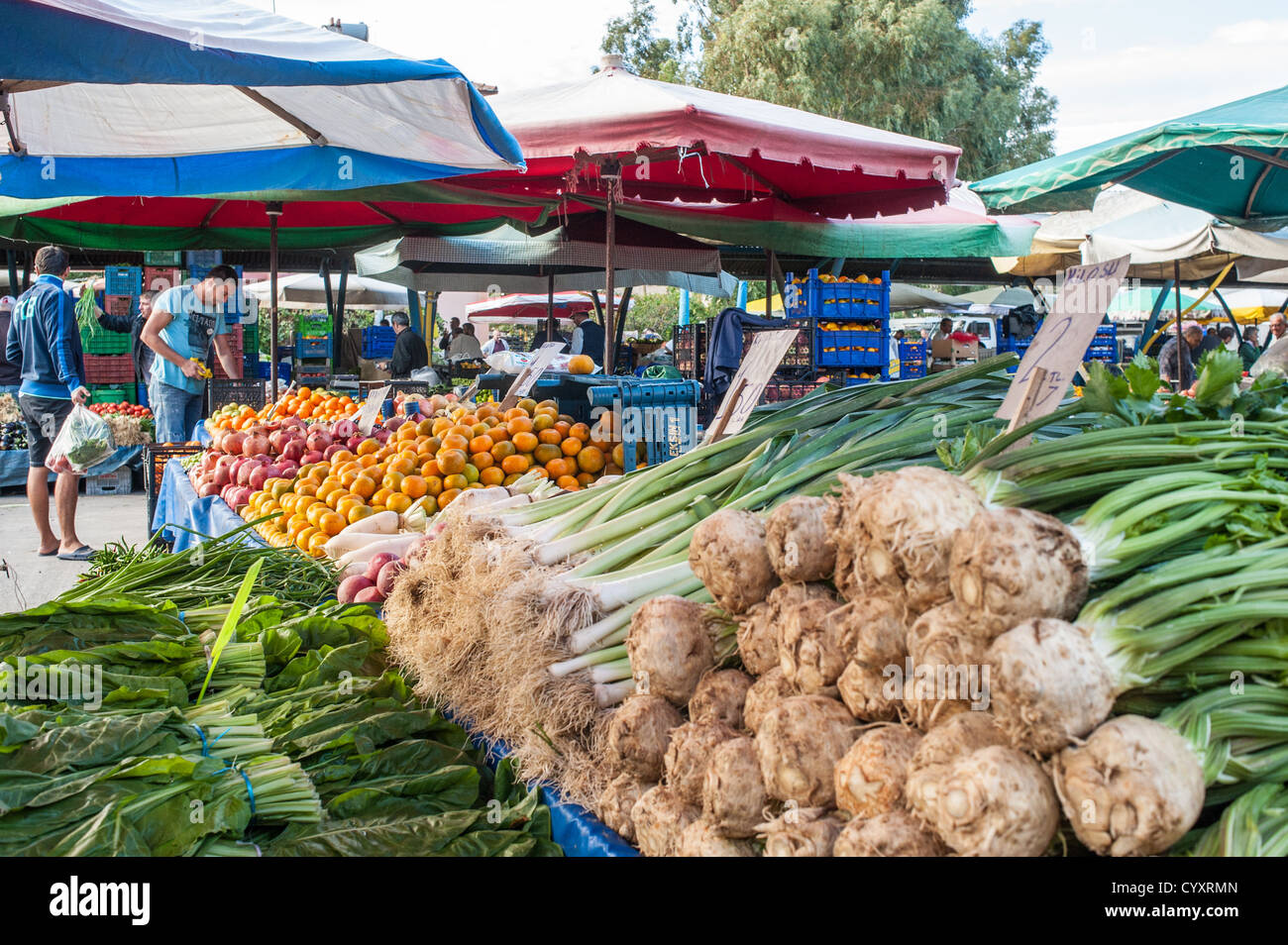 Vegetable produce on sale in a weekly market in Foca, Turkey Stock ...