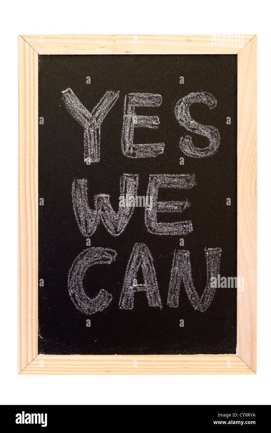 It is a blackboard written "Yes,we can" slogan Stock Photo - Alamy