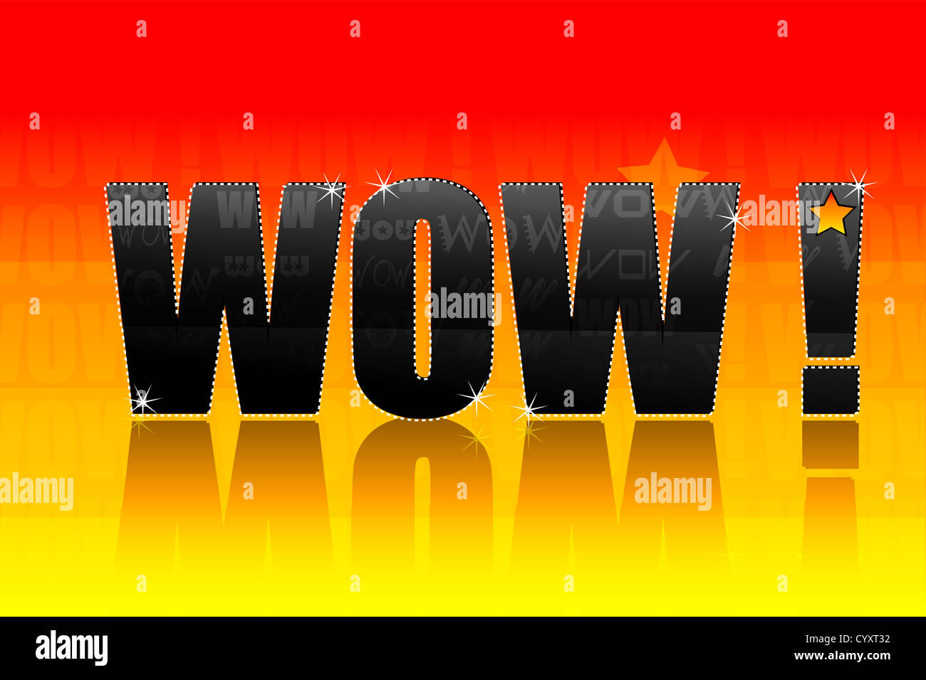 illustration of wow text on bright colorful background Stock Photo - Alamy