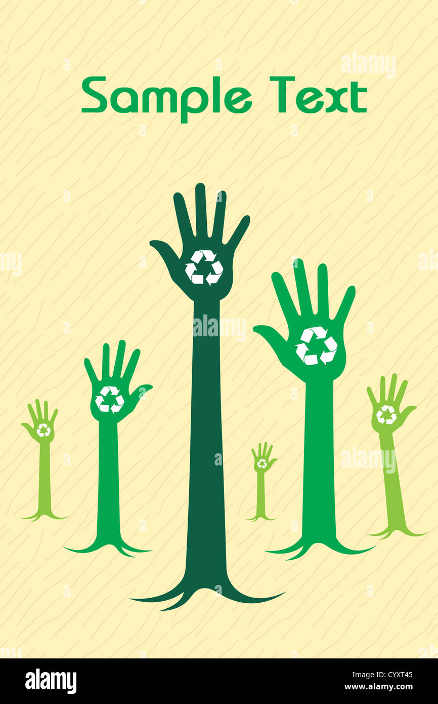 illustration of growing hand with recycle symbol Stock Photo - Alamy