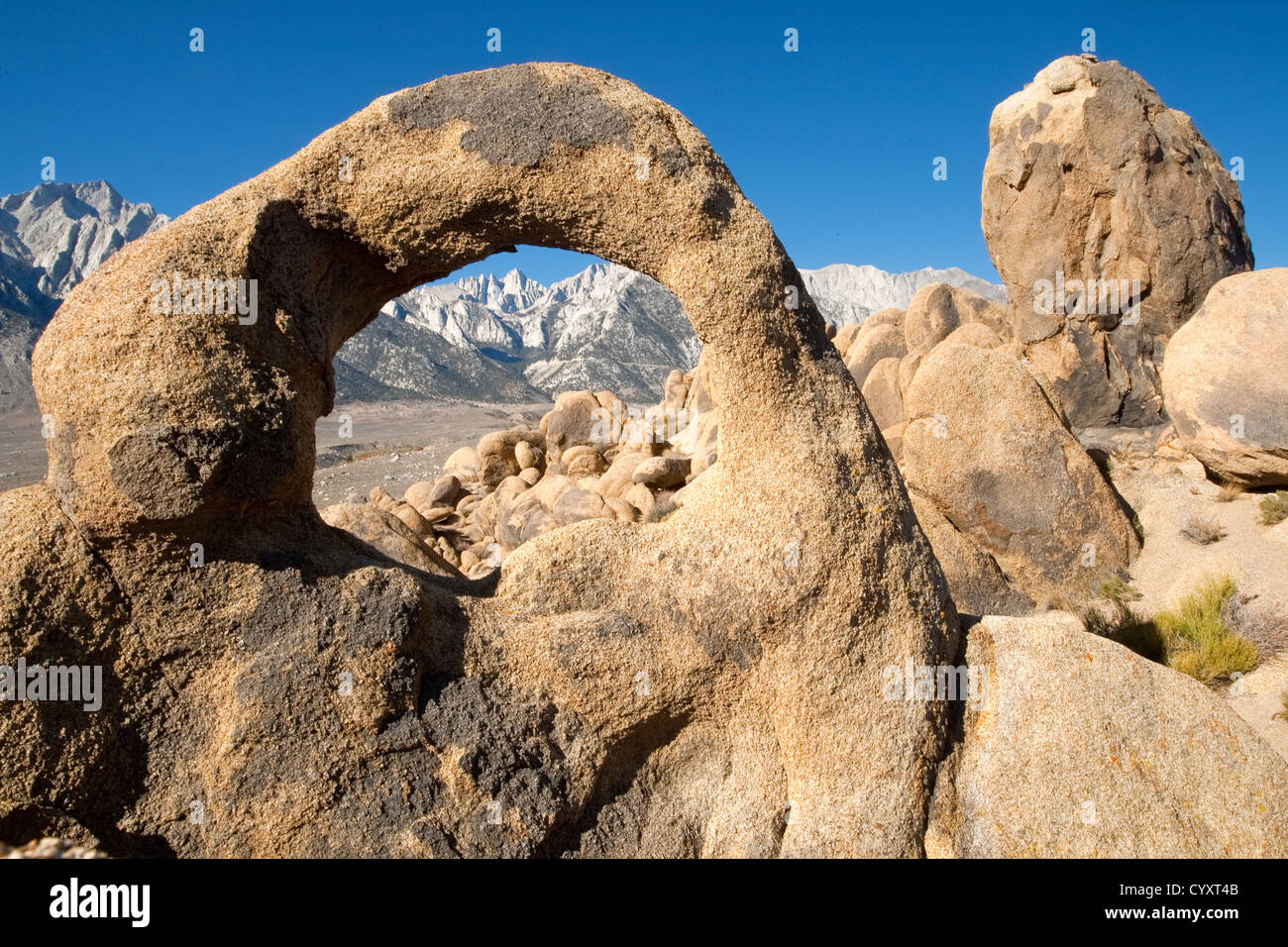 A arched rock formation at Alabama Hills in California Stock Photo - Alamy