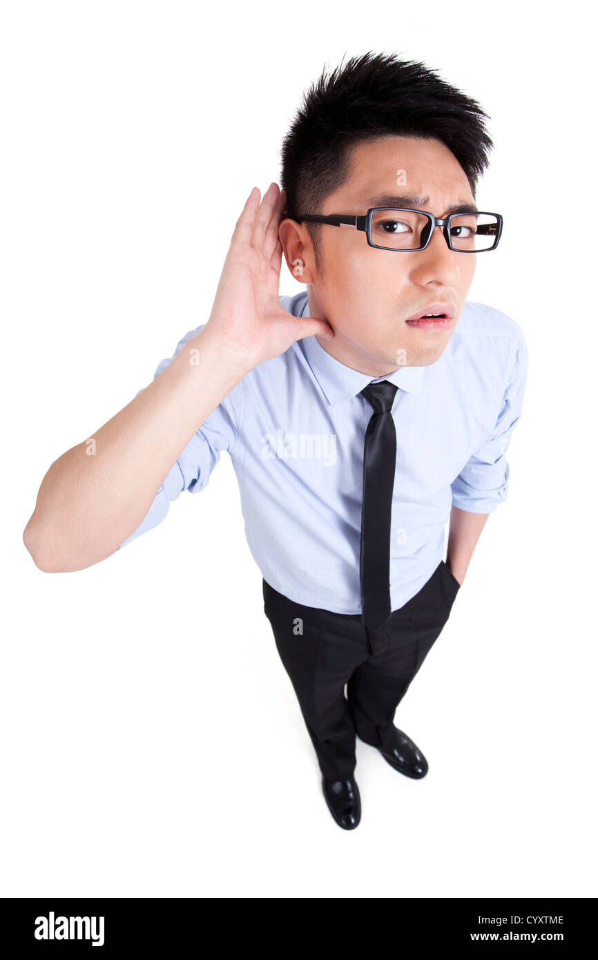 young businessman listening Stock Photo - Alamy