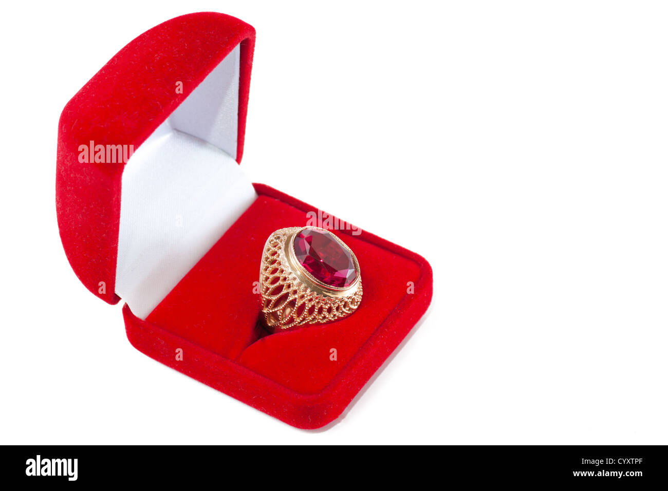 Ring red stones isolated Cut Out Stock Images & Pictures - Alamy
