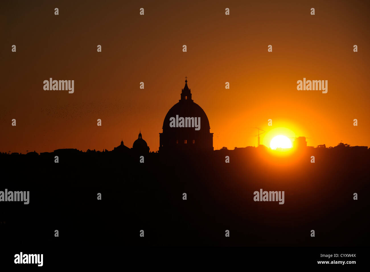 Italy, Rome, St Peter's basilica dome at sunset Stock Photo - Alamy