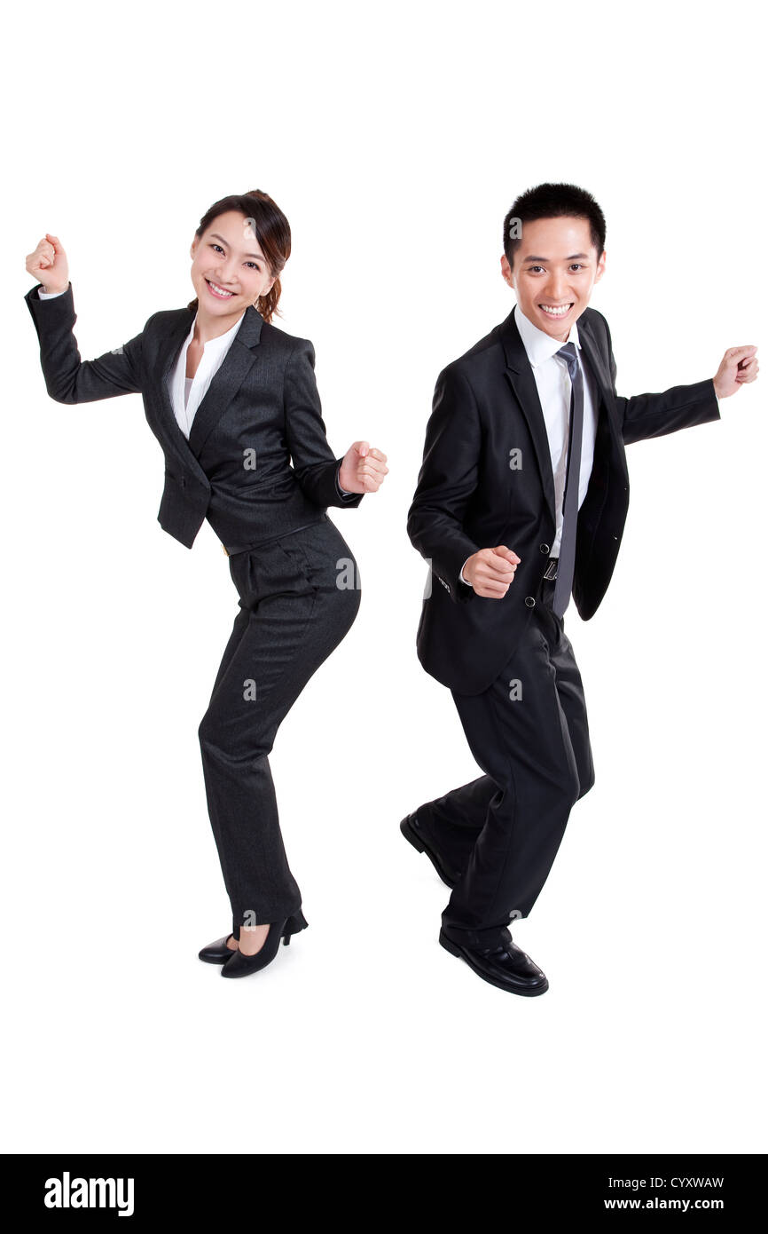 Happy office workers dancing Stock Photo - Alamy