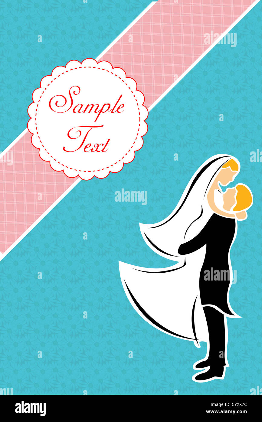 illustration of just married couple on textured background Stock Photo ...