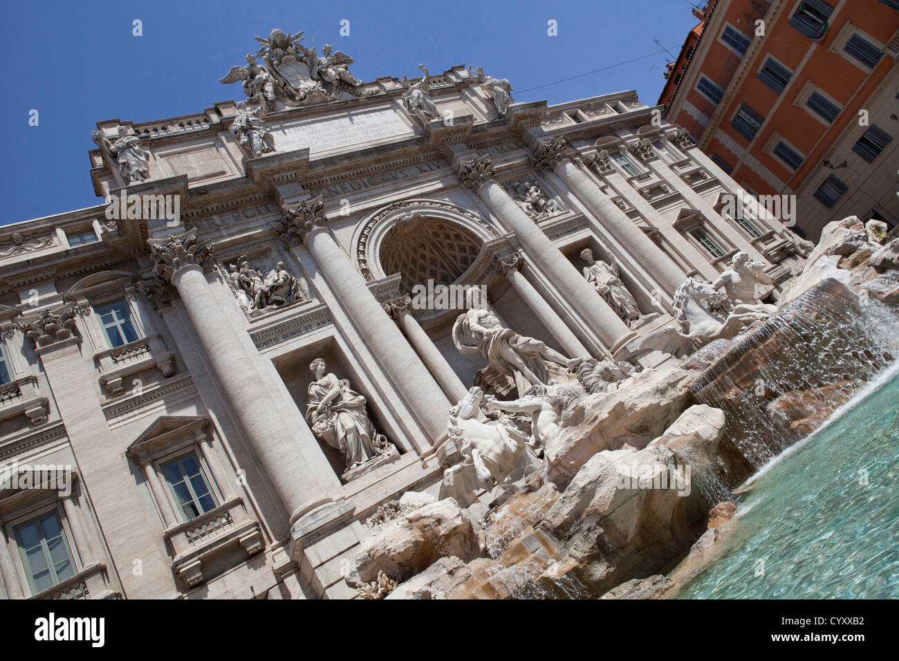Piazza di Trevi the baroque Trevi Fountain by Nicola Salvi 1762 against ...