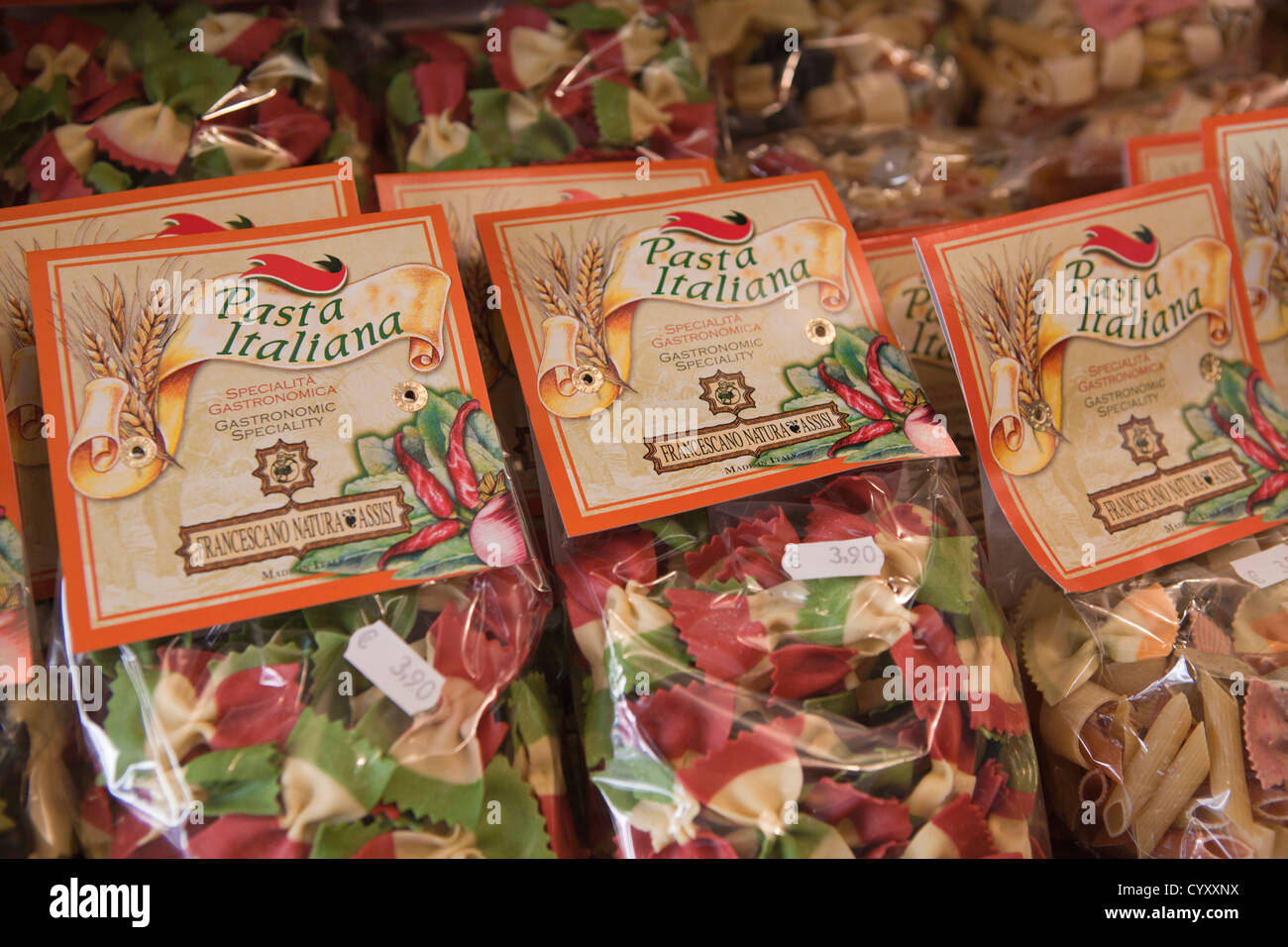 Packets of pasta on display in a shop Travel Colored Colorful Coloured ...