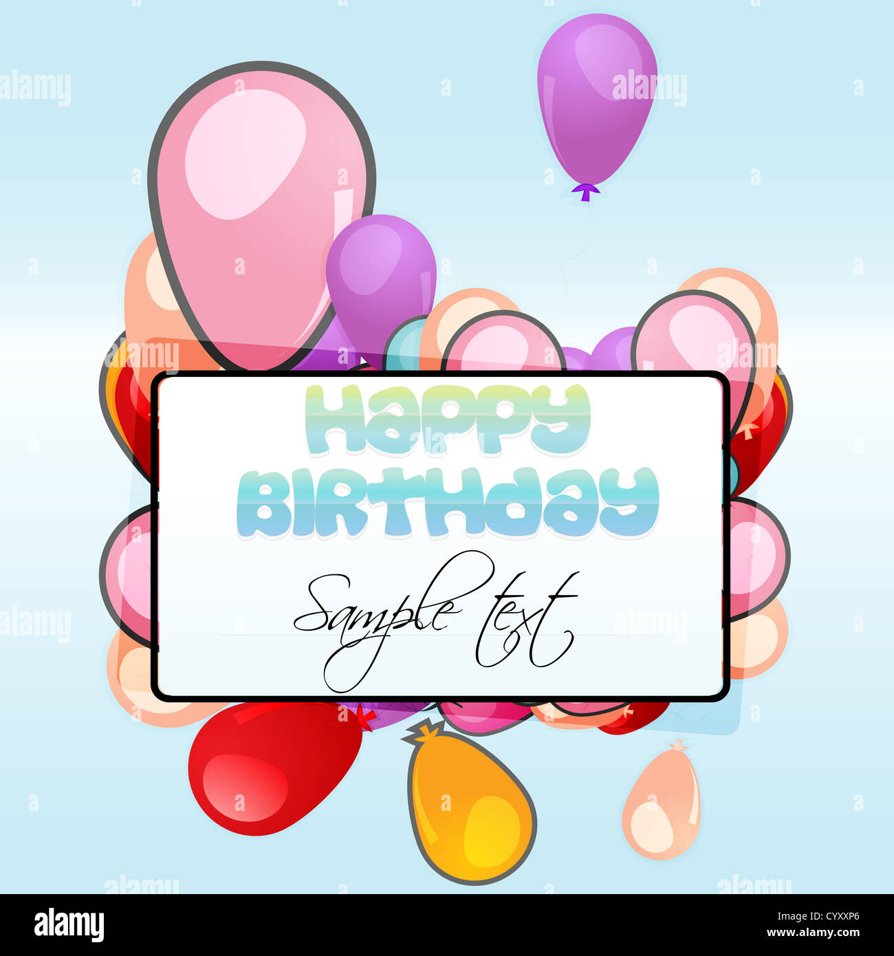 illustration of birthday card with balloons Stock Photo - Alamy