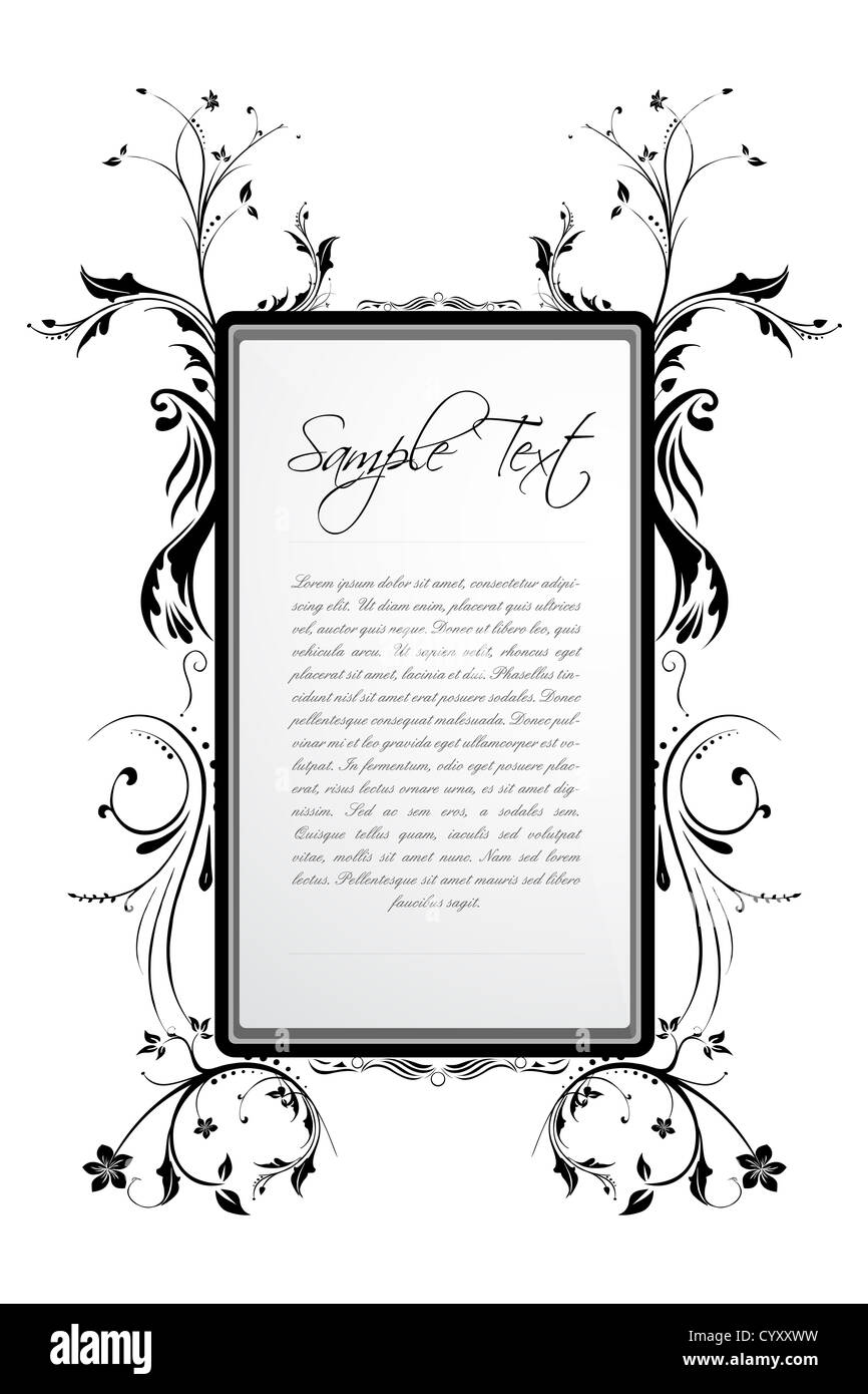 illustration of sample text in floral frame Stock Photo - Alamy