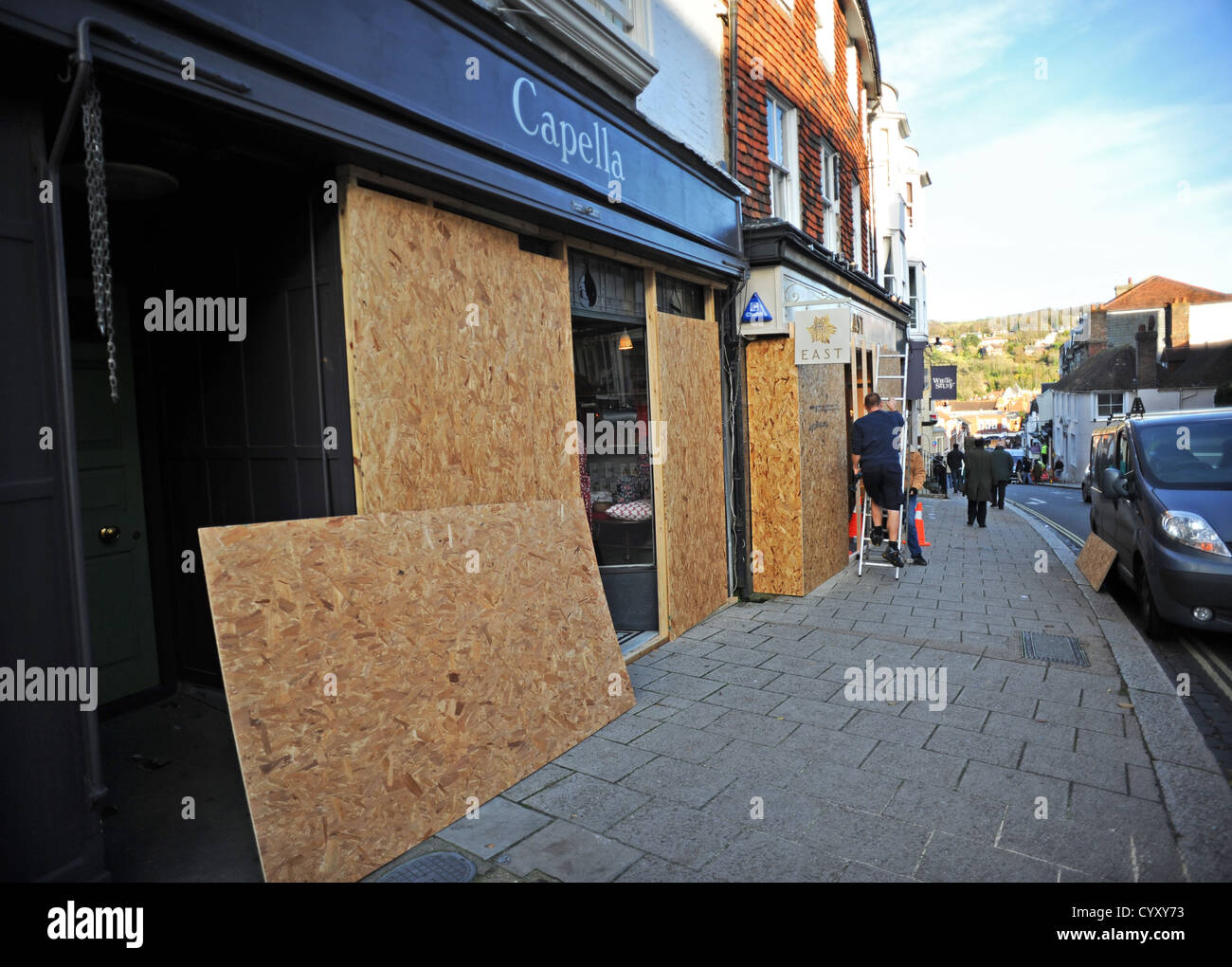 Shops in Lewes high street get boarded up ahead of the town annual ...
