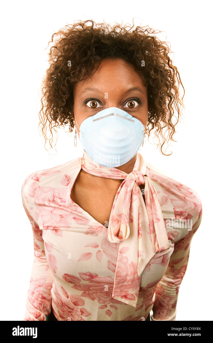 African-American woman wearing flu mask on her face Stock Photo - Alamy