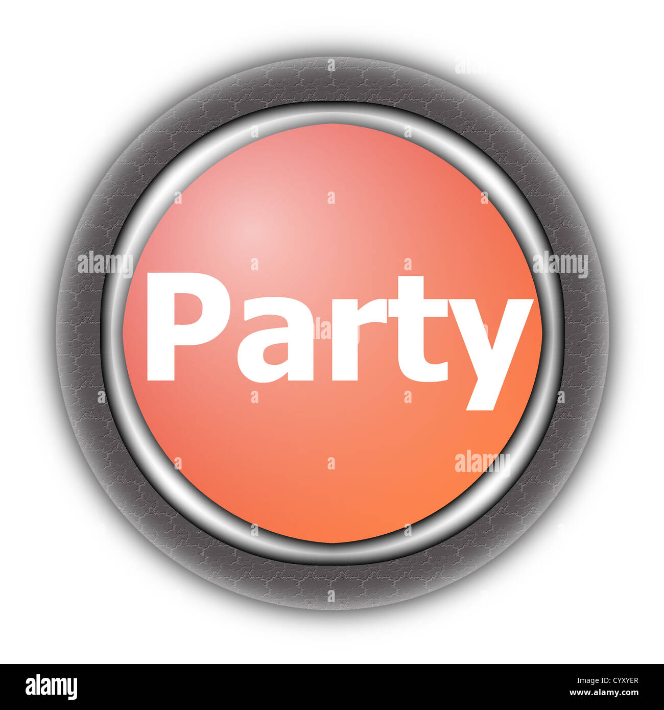 party and fun button isolated on white background Stock Photo - Alamy