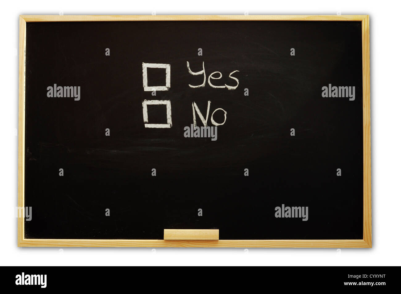 choose yes or no written on a chalkboard Stock Photo - Alamy