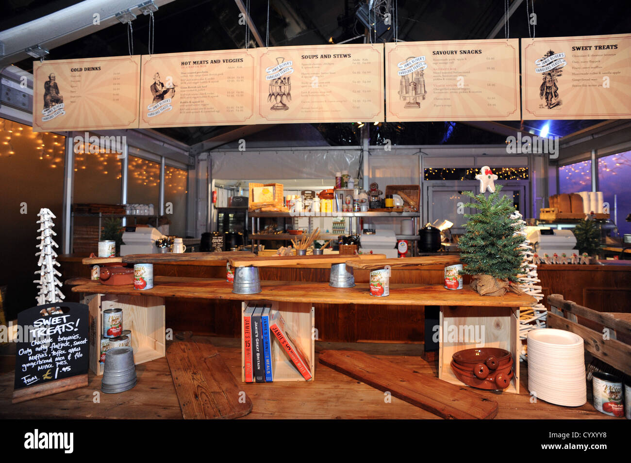 Interior of a Jamie Oliver pop up Christmas restaurant at Brighton's ...