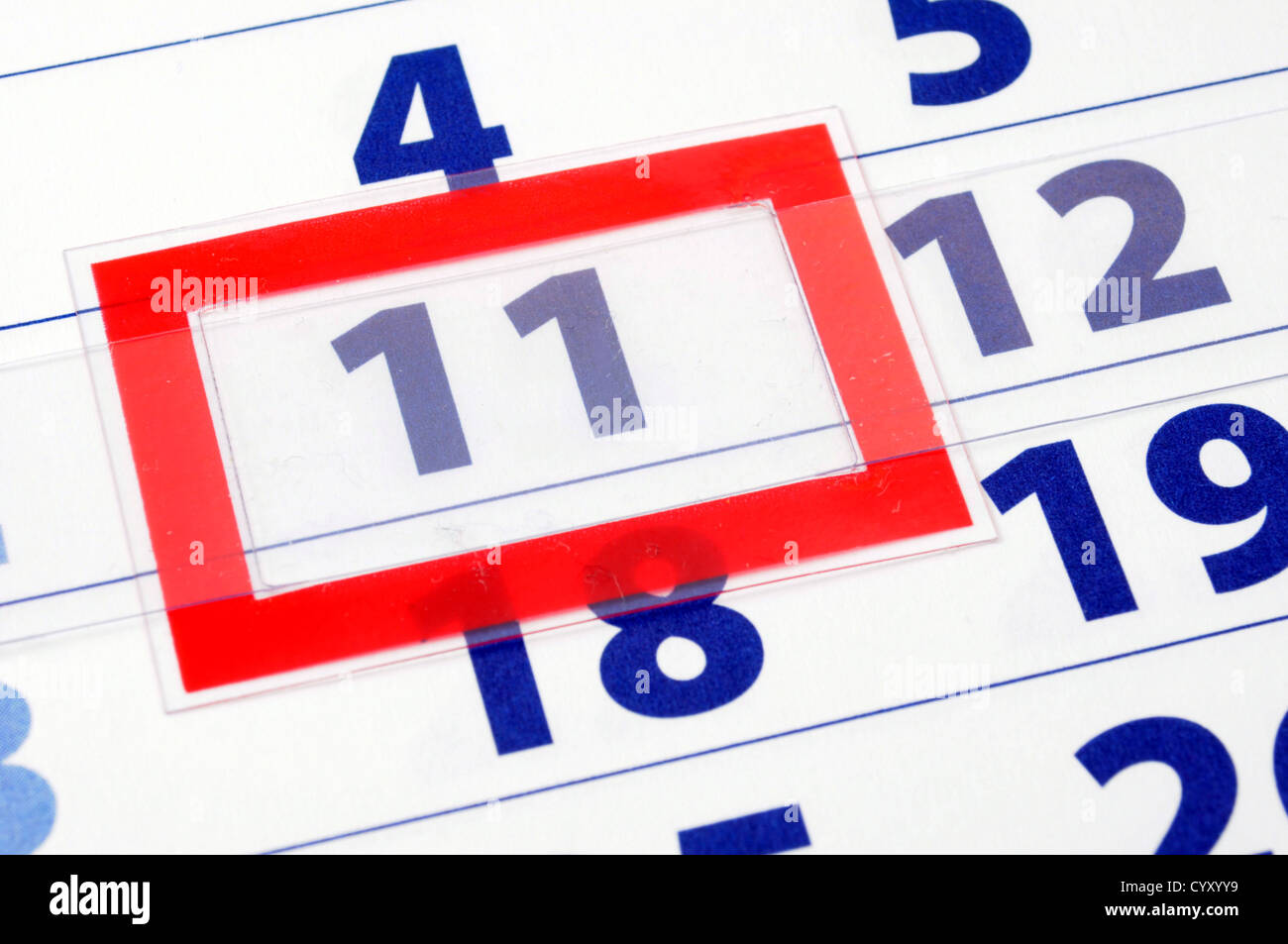 calendar showing date of today with red box Stock Photo - Alamy