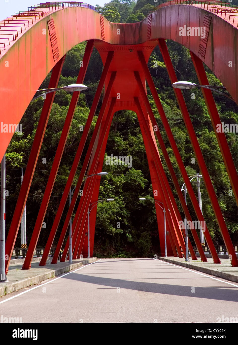 Here is a red big bridge on the land Stock Photo - Alamy