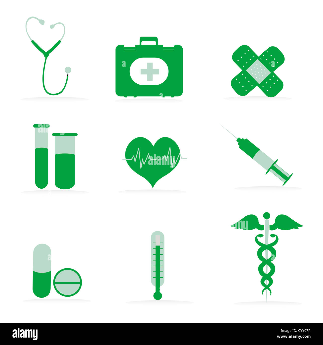 illustration of collection of medical icons on isolated background ...
