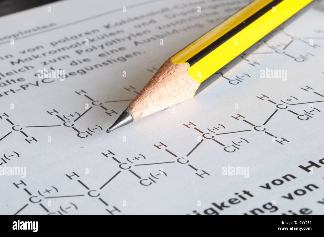 chemical or chemistry education with pen formula book and paper Stock ...