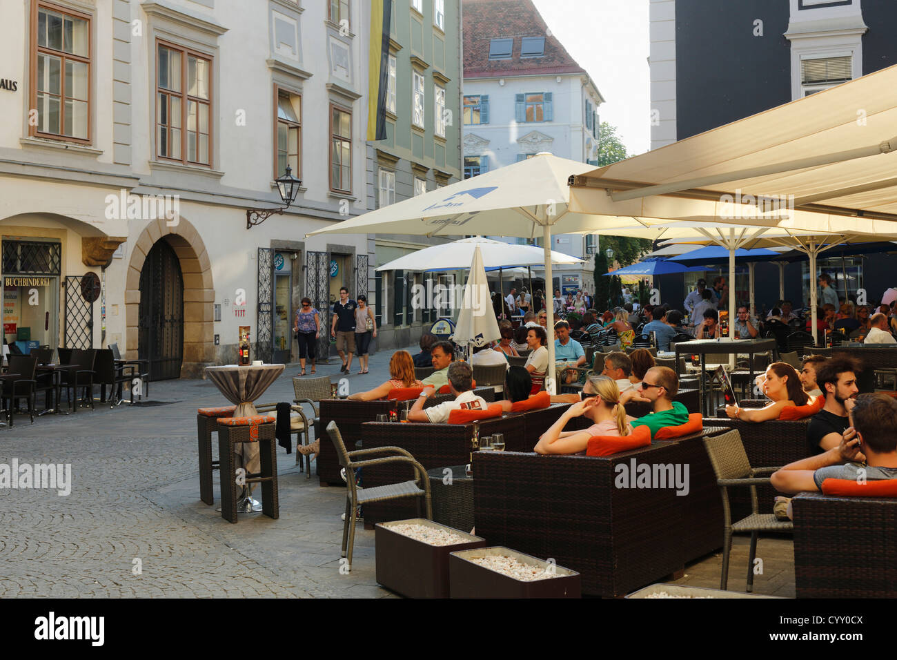 Austria, Styria, Graz, People at Glockenspielplatz square Stock Photo ...