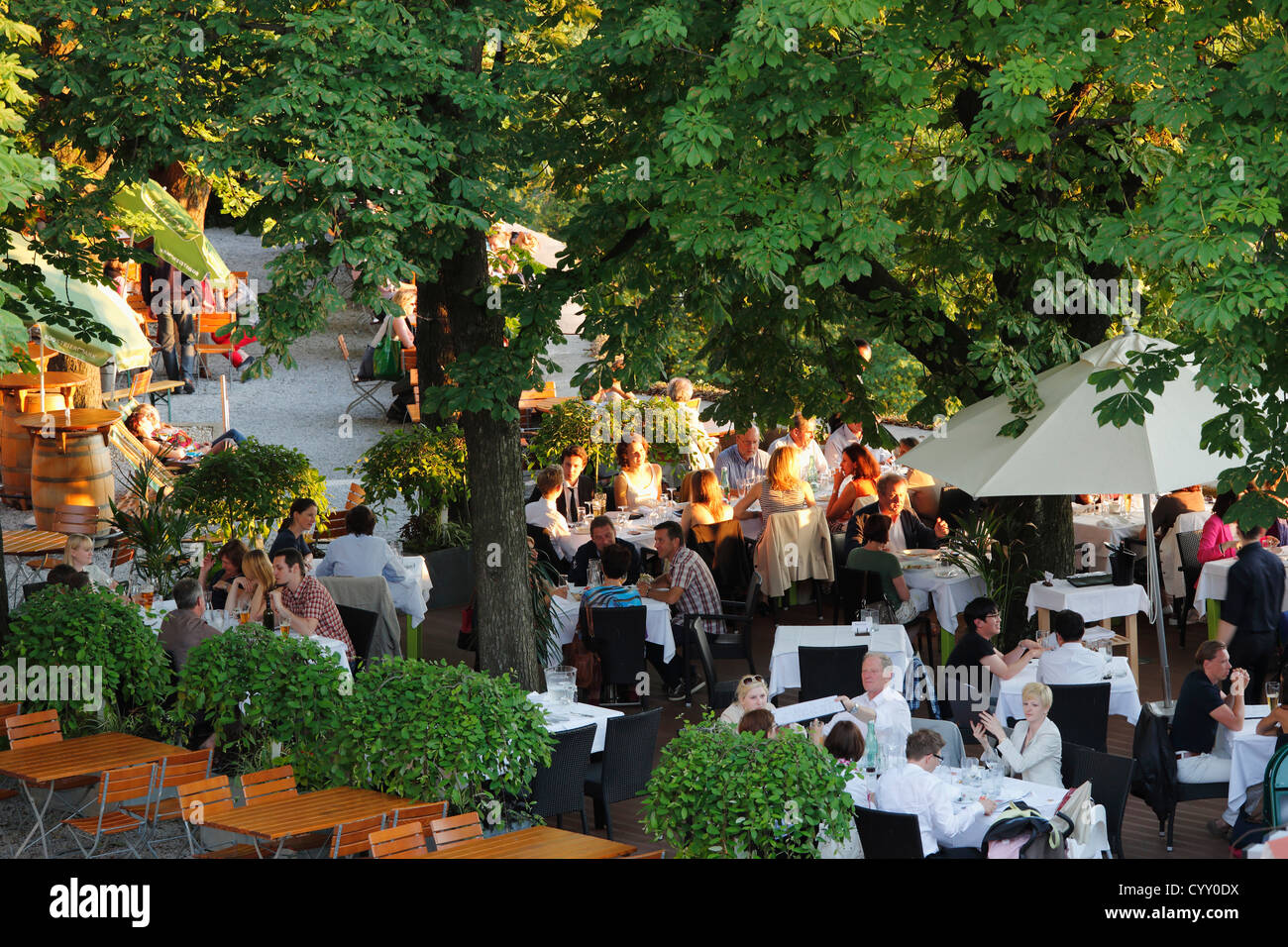 Austria, Styria, Graz, People at beer garden Stock Photo - Alamy
