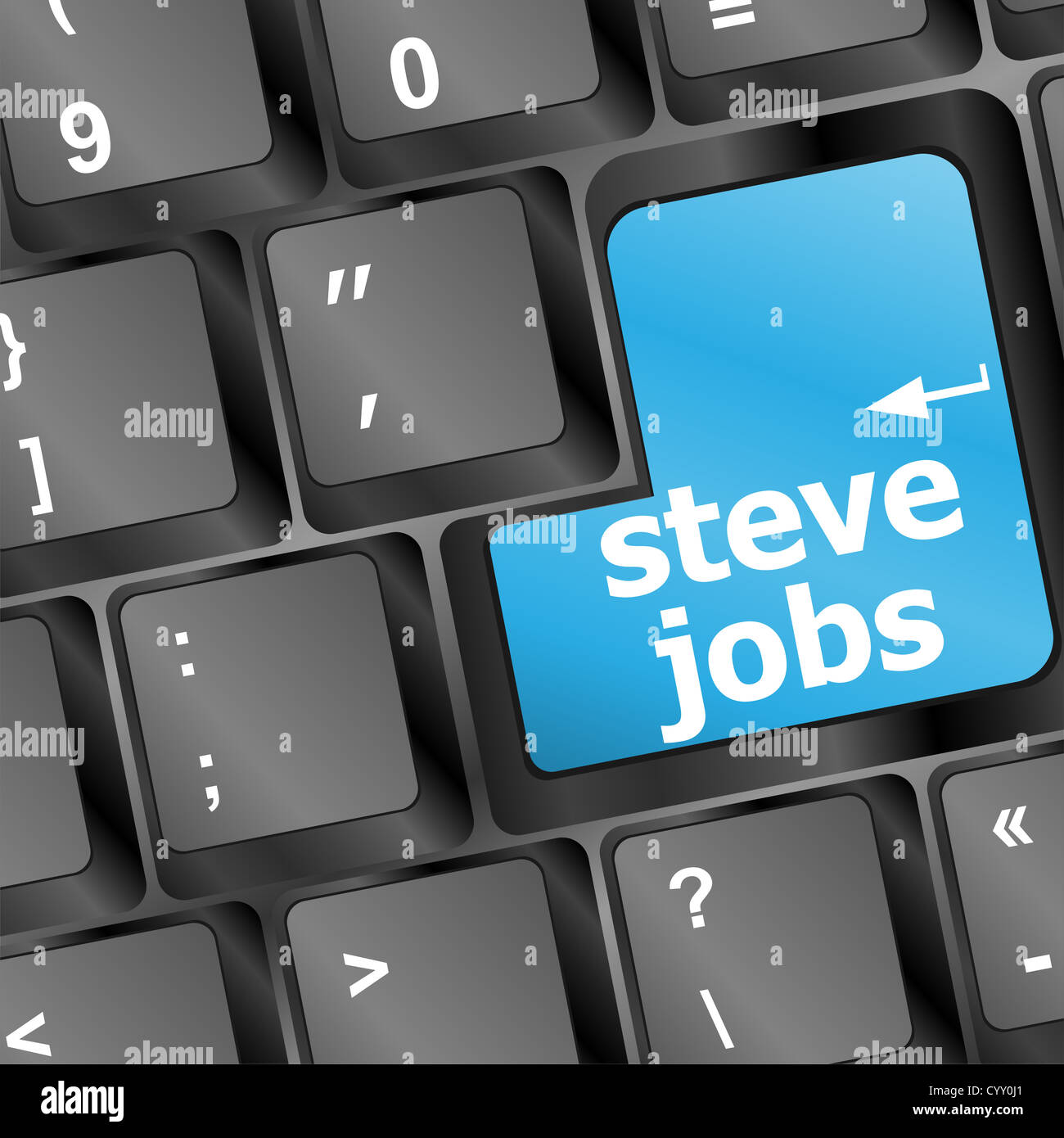 Steve Jobs button on computer keyboard Stock Photo - Alamy
