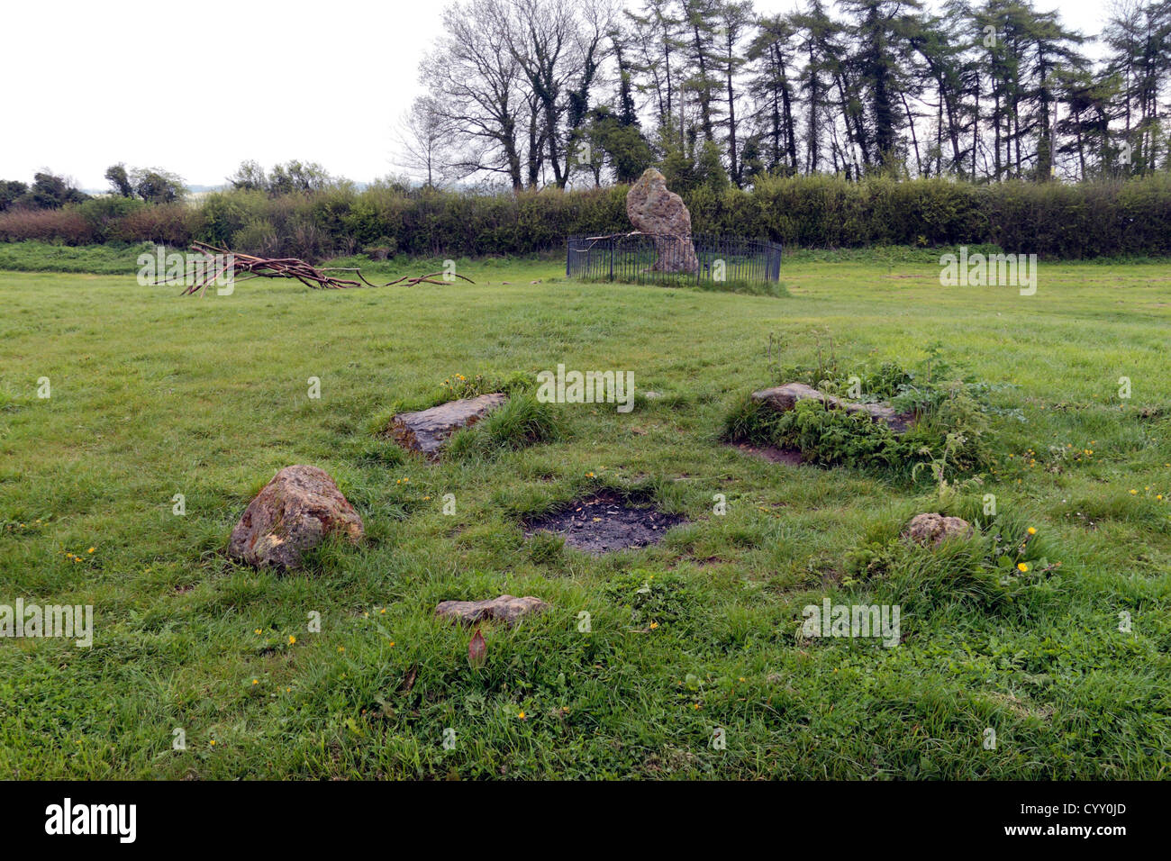 Small stone circle with the King Stone standing stone, part of the ...
