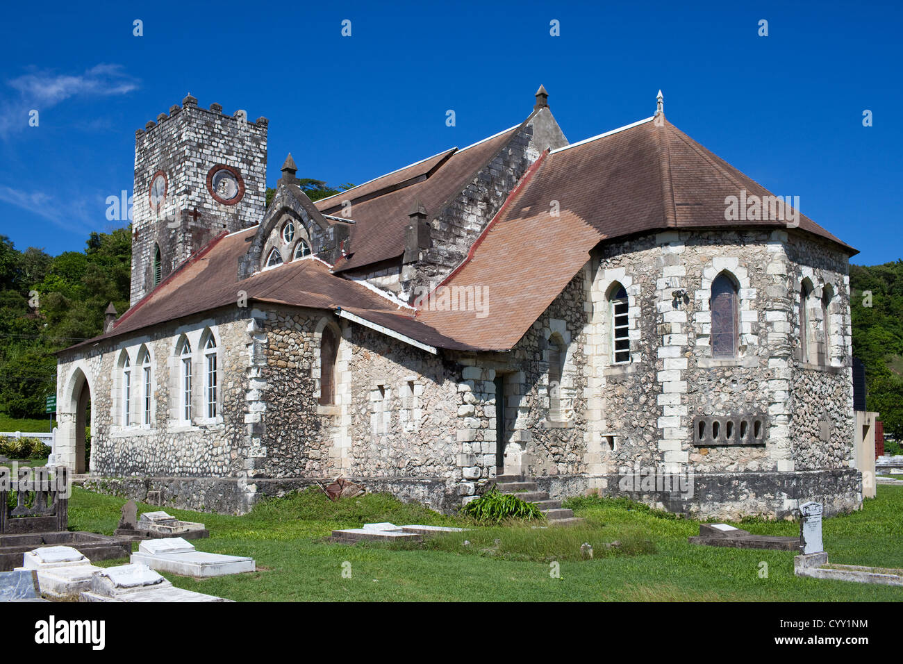 Ancient colonial church. Jamaica Stock Photo - Alamy