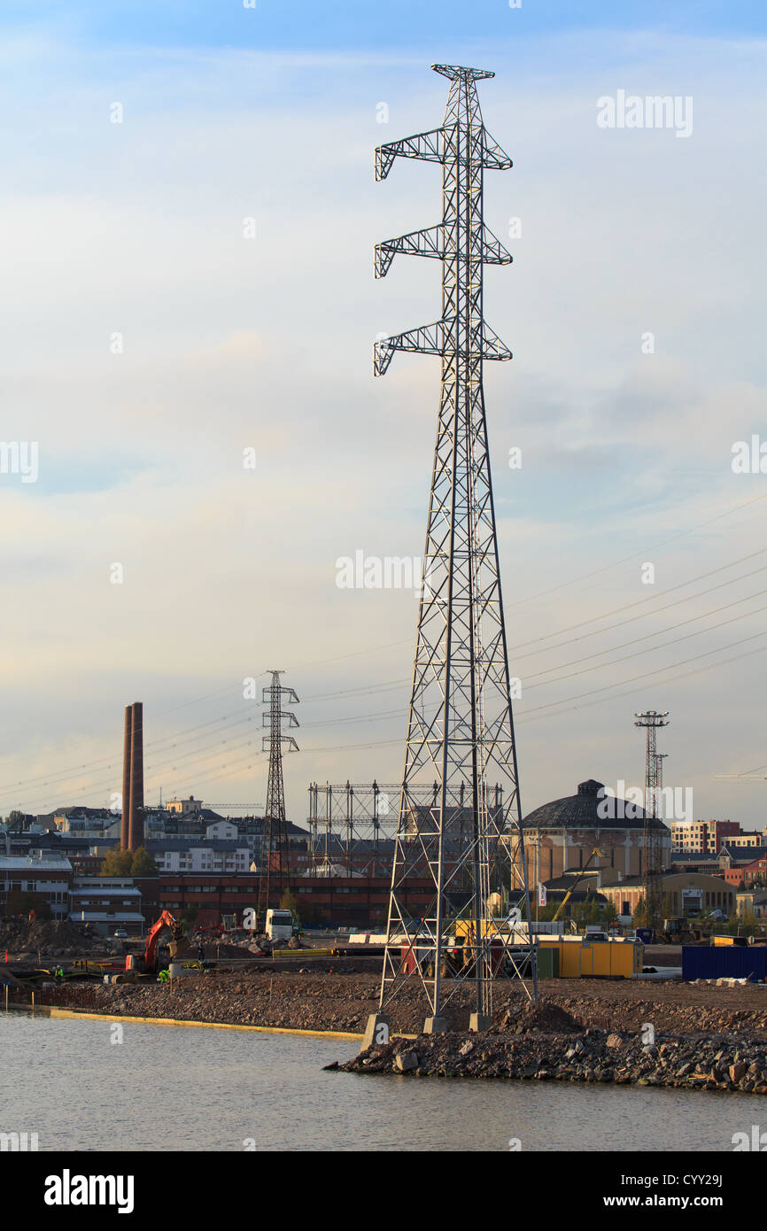 New high voltage AC transmission tower waiting for its conductors to be ...