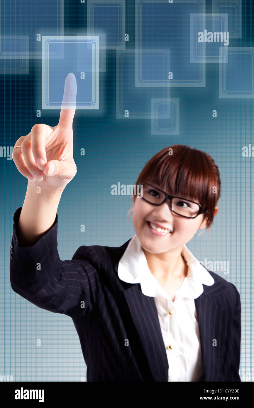 Pressing access woman interface hi-res stock photography and images - Alamy