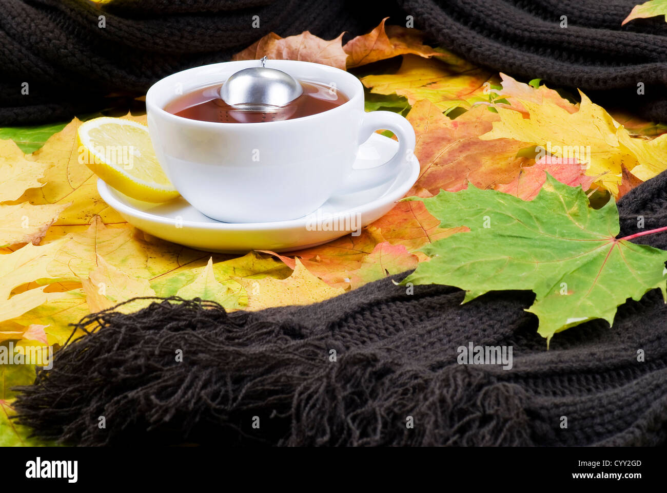 Hot tea autumn leaves hi-res stock photography and images - Alamy