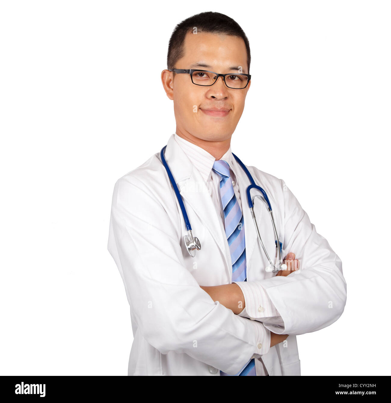 Portrait of a young asian doctor .Isolated with white background Stock ...