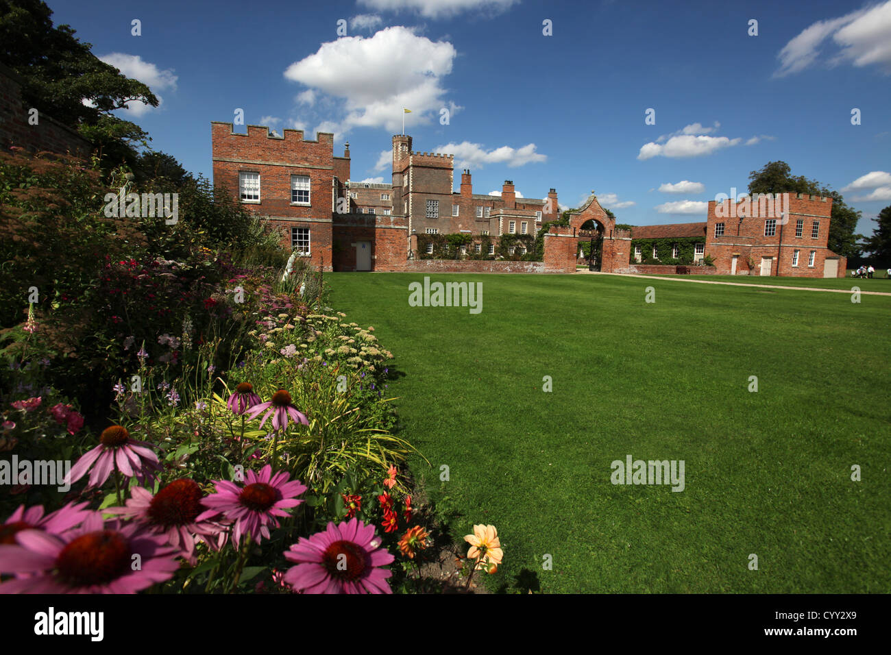 Burton Constable gardens with the south elevation of the 16th century ...