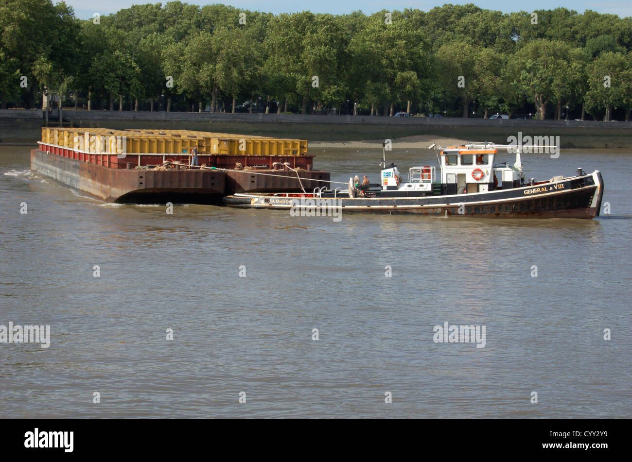 Container barges on river hi-res stock photography and images - Alamy