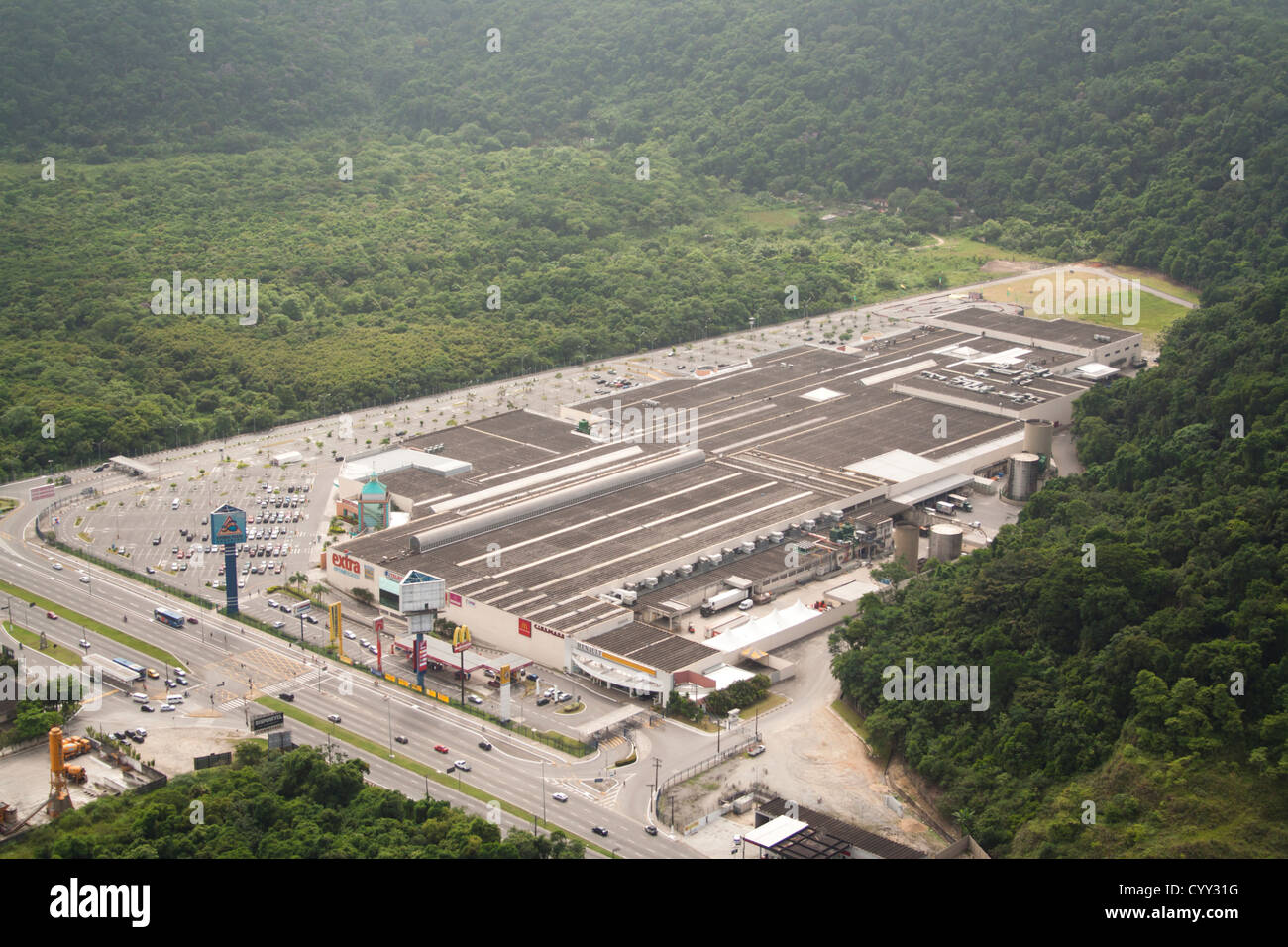 aerial view of Praia Grande city shopping mall, Sao Paulo state shore ...