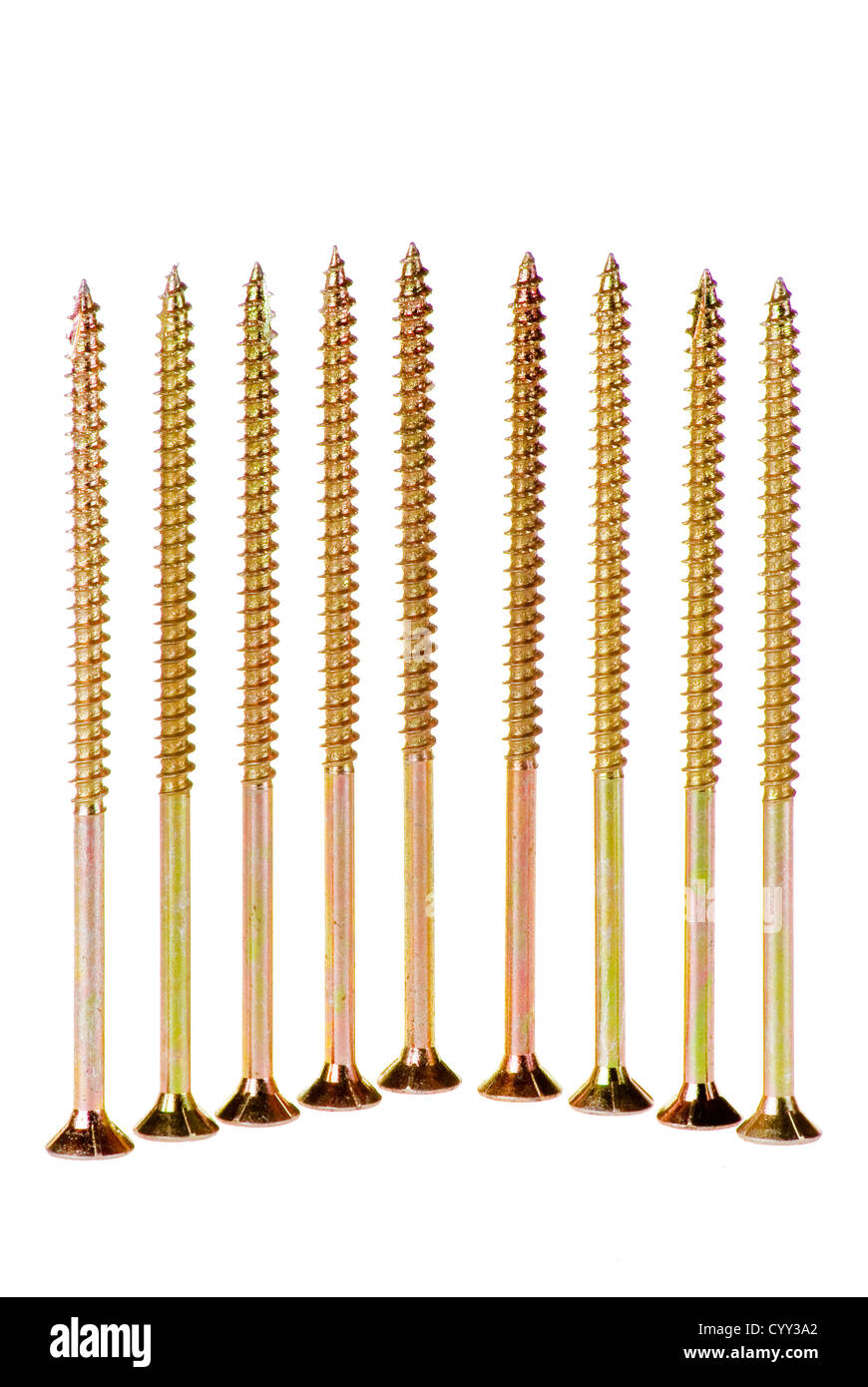 Several skrews over white background Stock Photo - Alamy
