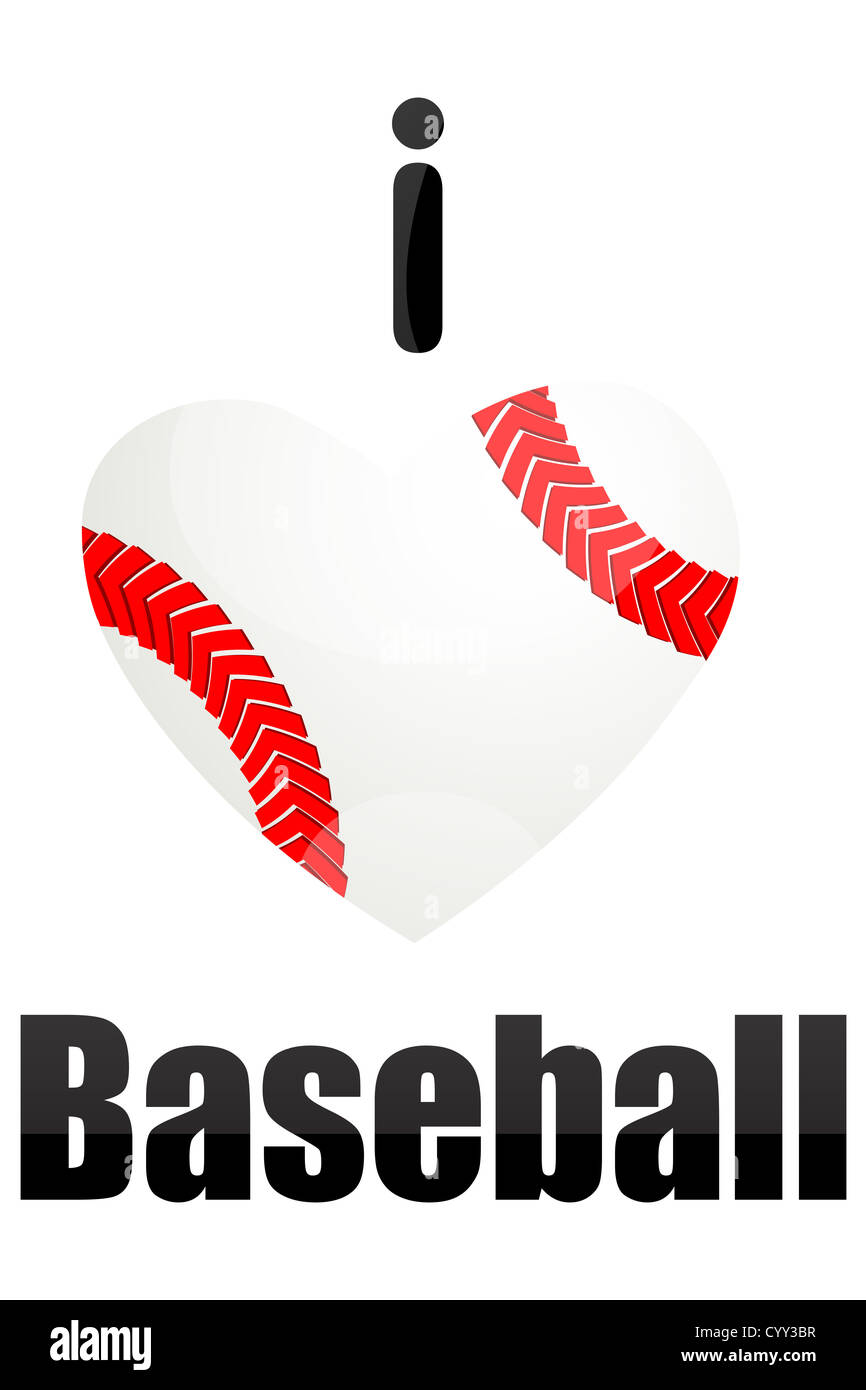illustration of i love baseball Stock Photo - Alamy