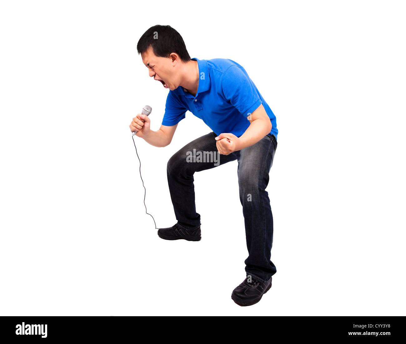 Young man enjoy singing.Isolated with white background Stock Photo - Alamy