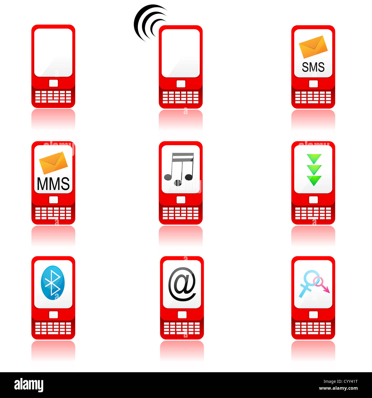 illustration of different mobile icon showing different applications ...